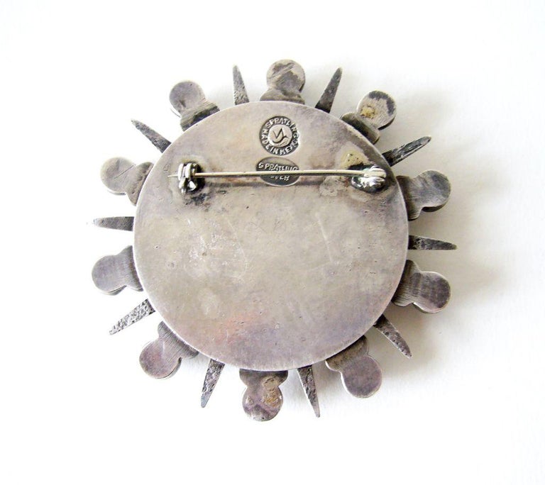 Vintage Large William Spratling Silver and Amethyst Sunburst Brooch at ...