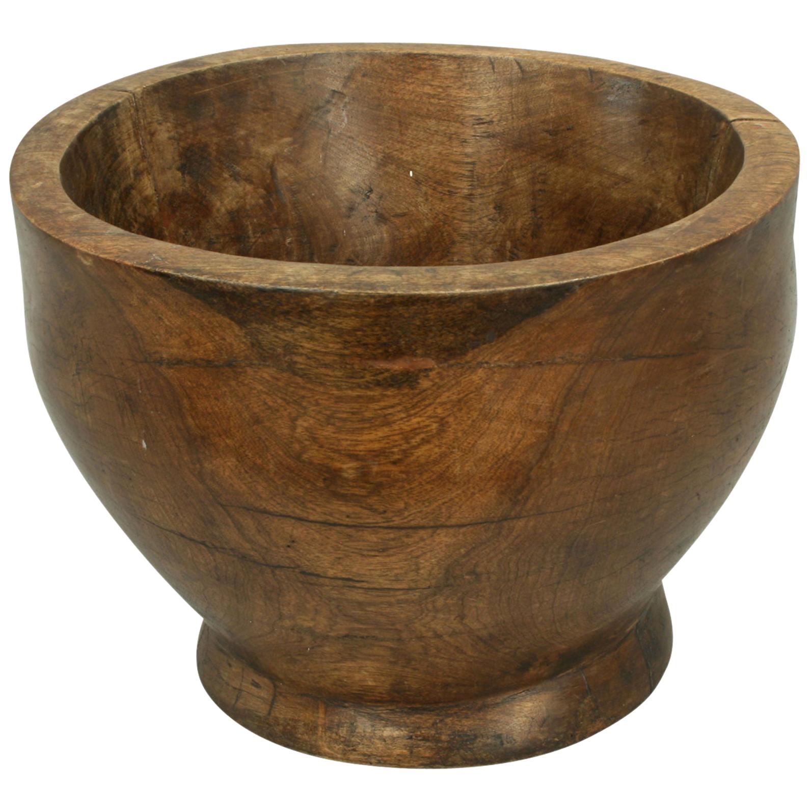 Vintage, Large Wooden Bowl in Walnut or Teak For Sale at 1stDibs