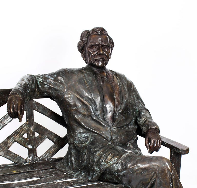 Vintage Larger than Life-Size Bronze of Albert Einstein on a Garden ...