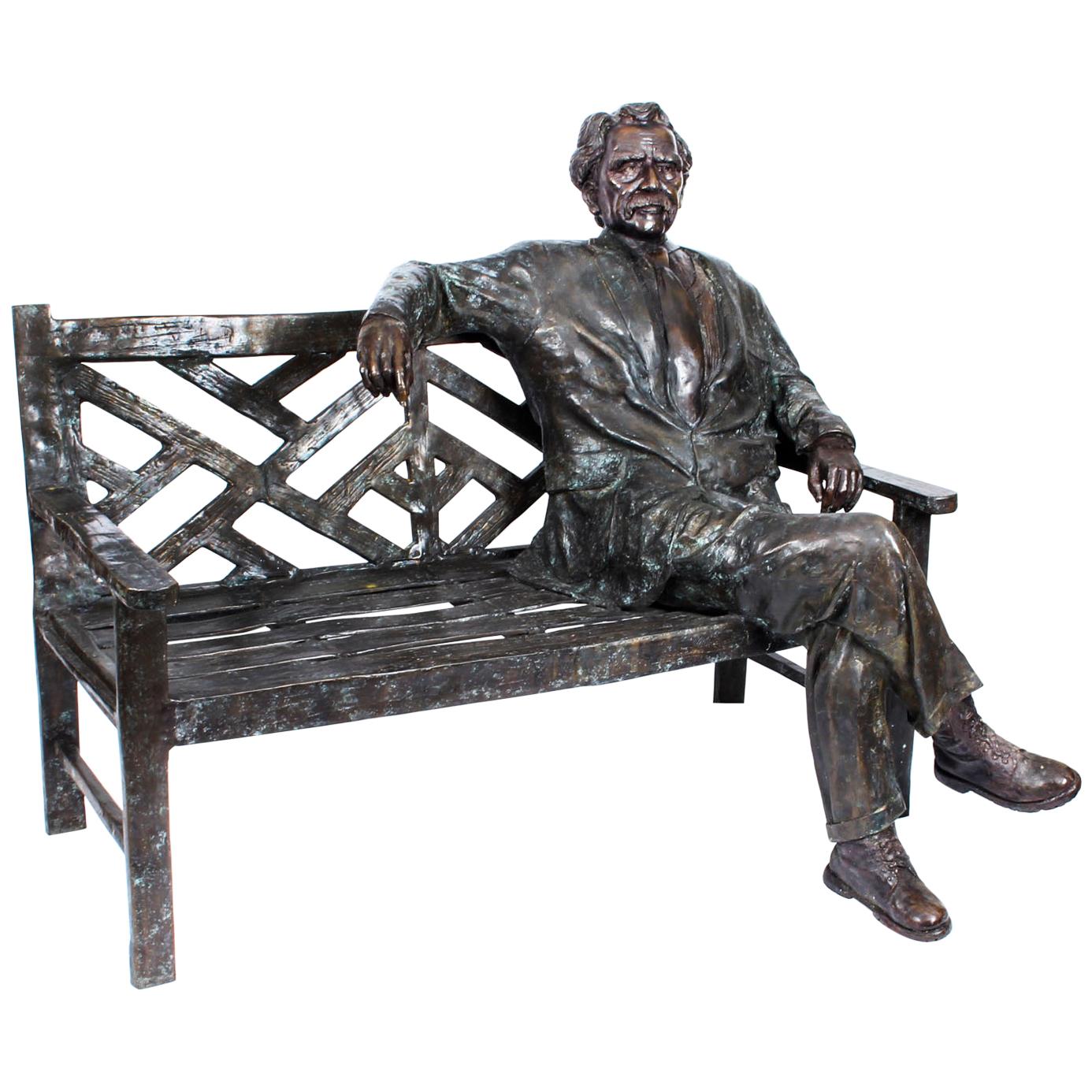 Vintage Larger than Life-Size Bronze of Albert Einstein on a Garden ...