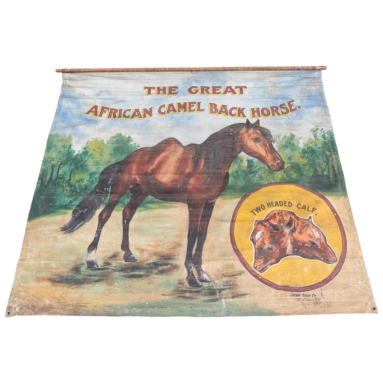 Vintage Late 19th Century Canvas Circus Carnival Midway Folk Art ...