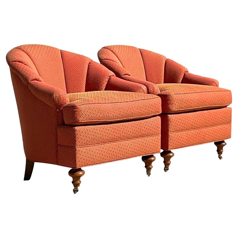 Vintage Late Regency Channel Tufted Tub Chairs - a Pair For Sale at 1stDibs