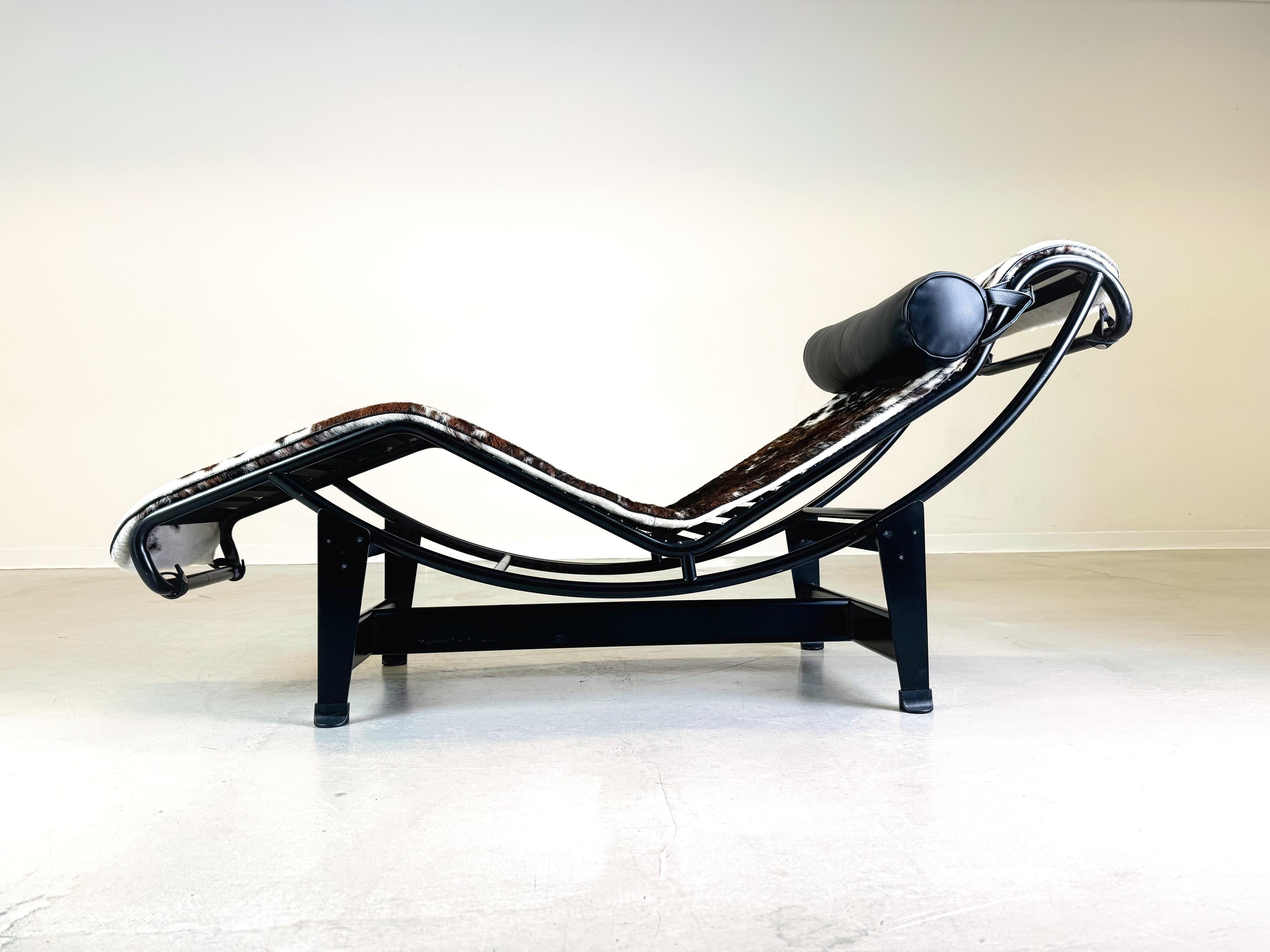 Vintage LC4 lounger Cassina Le Corbusier cowhide For Sale at 1stDibs
