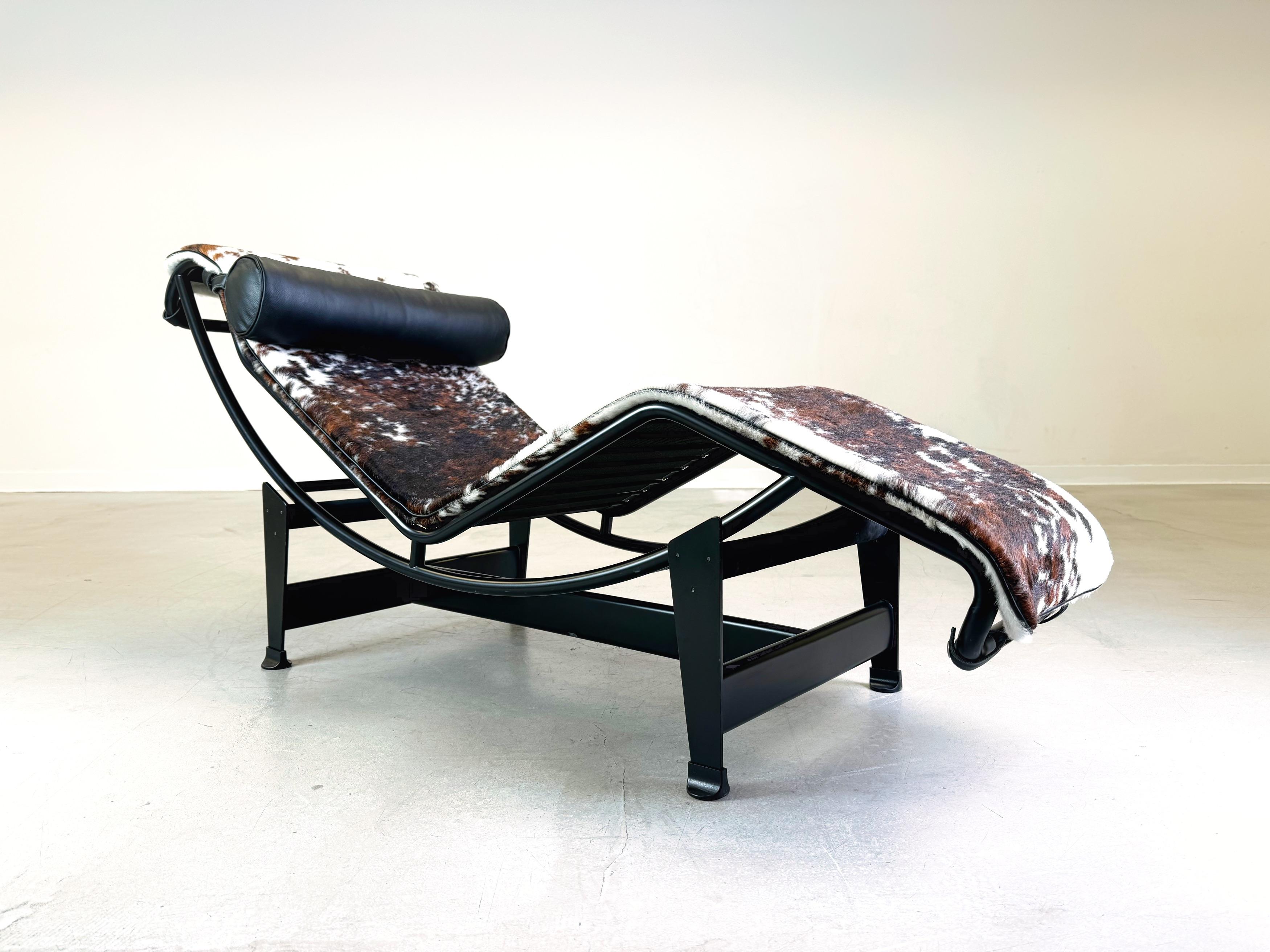 Vintage LC4 lounger Cassina Le Corbusier cowhide For Sale at 1stDibs