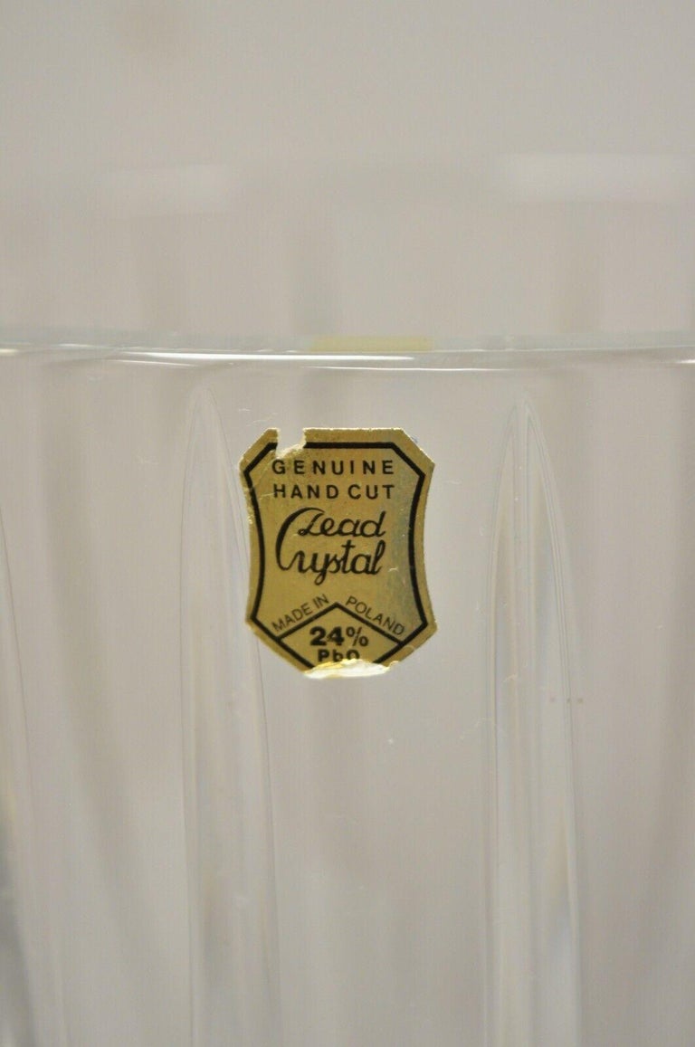 Vintage Lead Crystal Glass Fluted Flower Vase Poland For Sale at 1stDibs