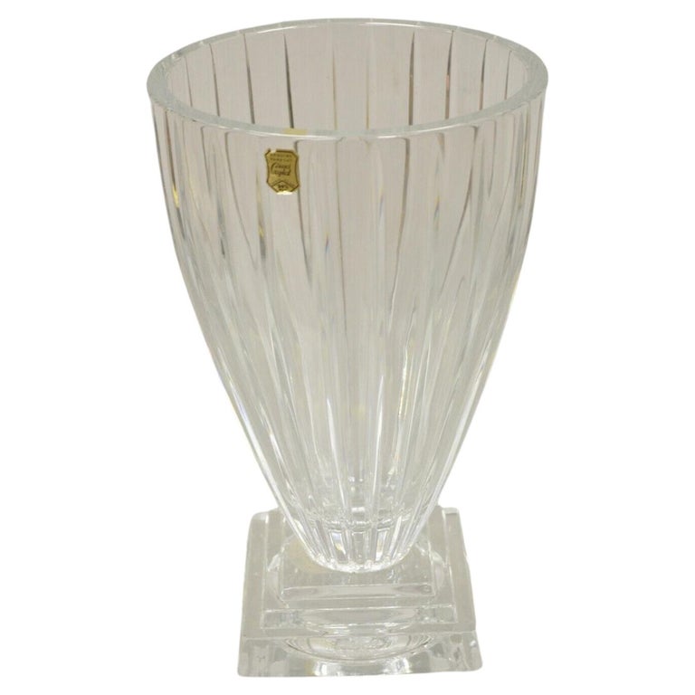Vintage Lead Crystal Glass Fluted Flower Vase Poland For Sale at 1stDibs