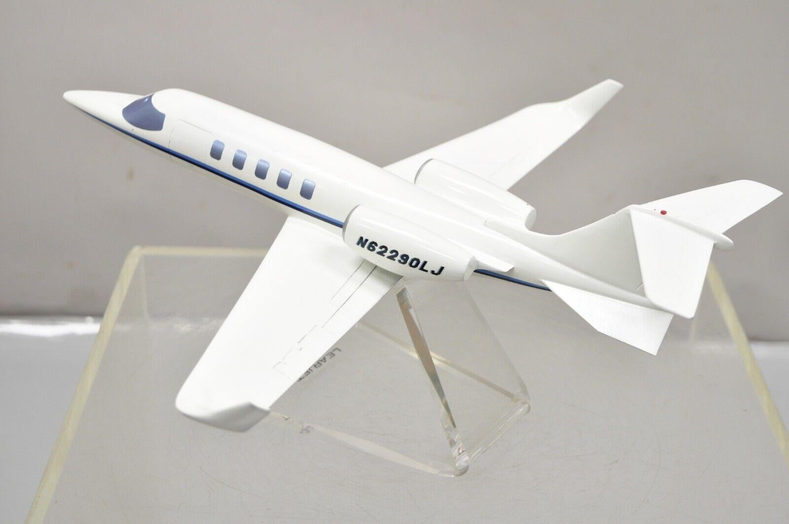 Vintage Learjet 16" Model Airplane Desk Plane Painted Metal on Acrylic ...