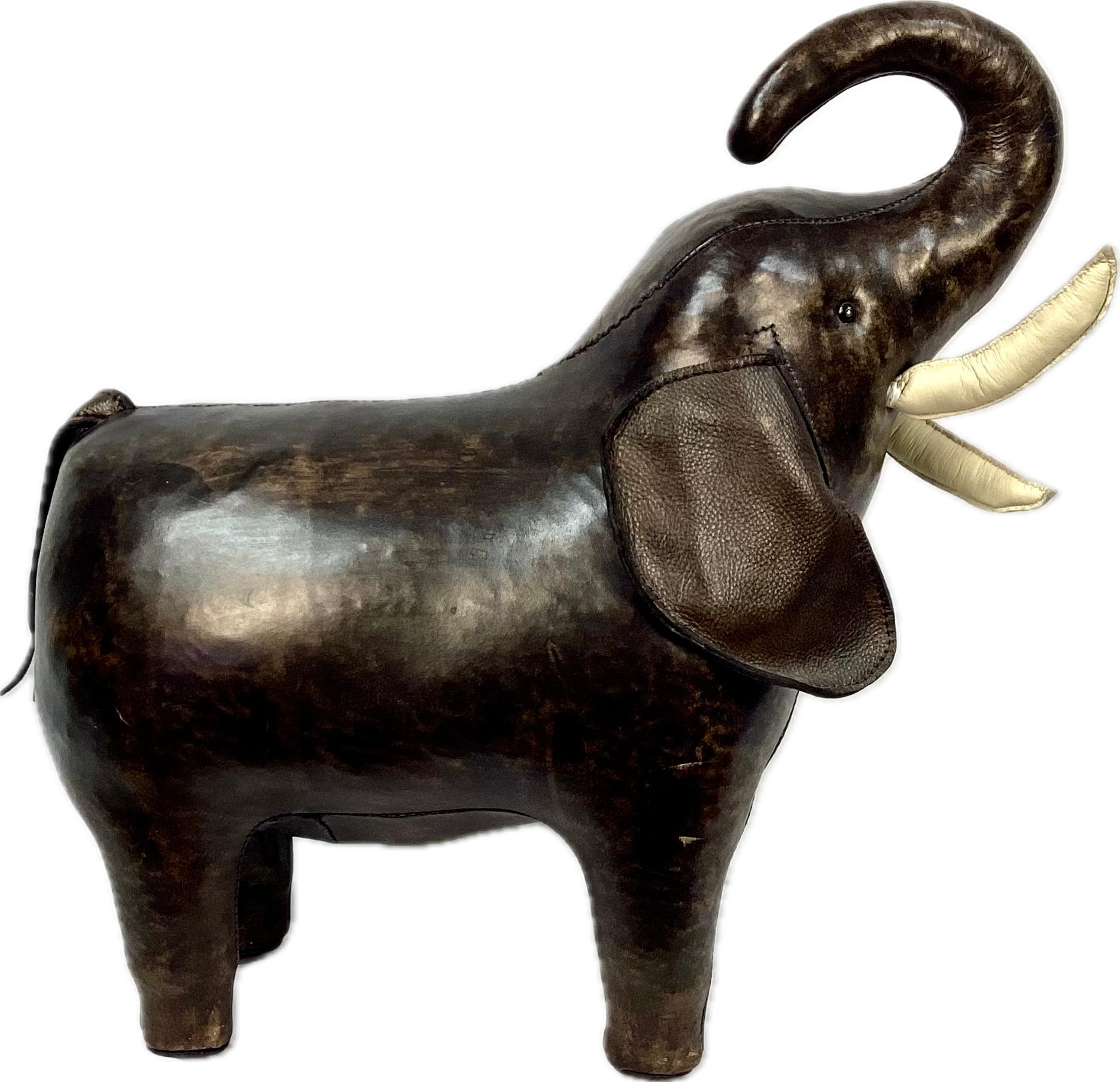 Vintage Leather Abercrombie and Fitch Elephant With Tusks For Sale at ...