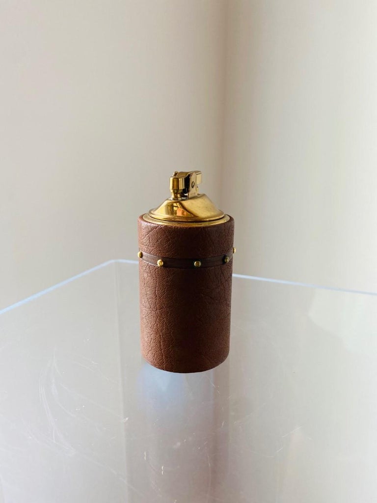 Vintage Leather and Brass Mid Century Lighter Japan, 1960s For Sale at ...