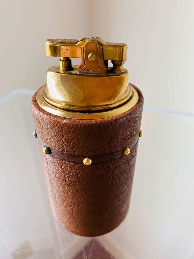 Vintage Leather and Brass Mid Century Lighter Japan, 1960s For Sale at ...