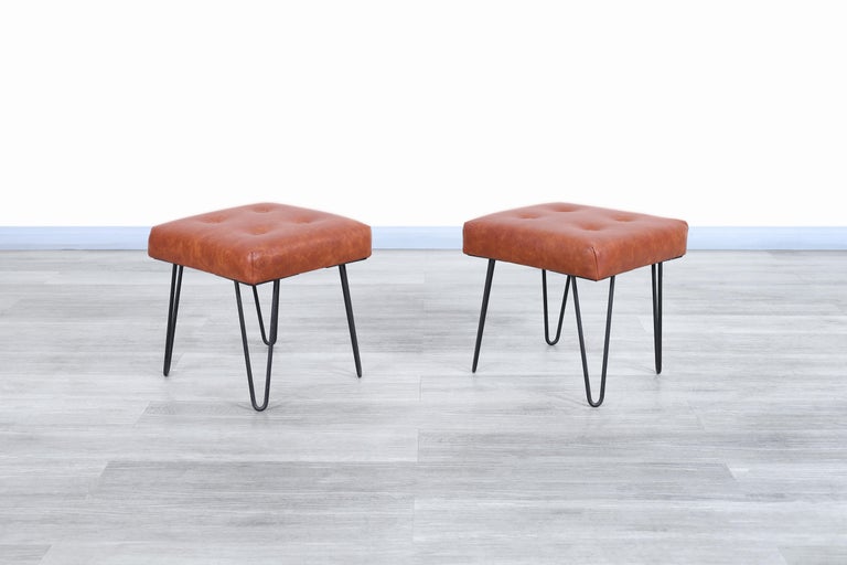 Vintage Leather and Iron Stools For Sale at 1stDibs