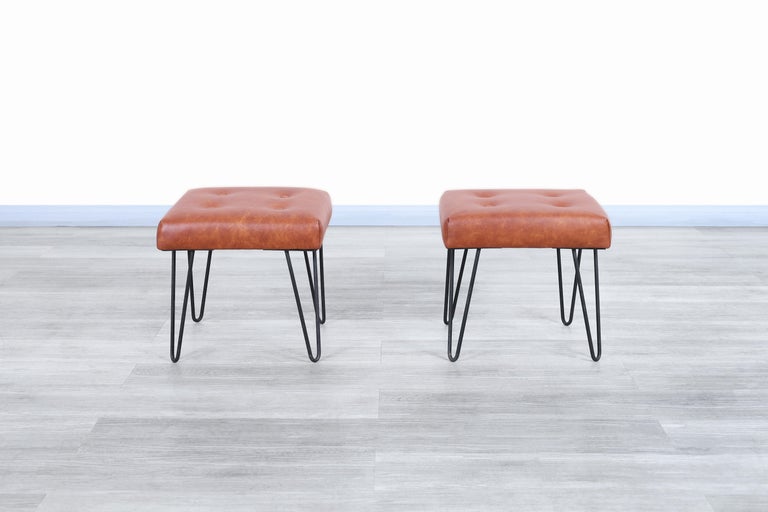 Vintage Leather and Iron Stools For Sale at 1stDibs