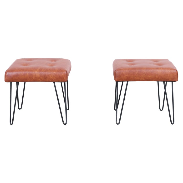Vintage Leather and Iron Stools For Sale at 1stDibs