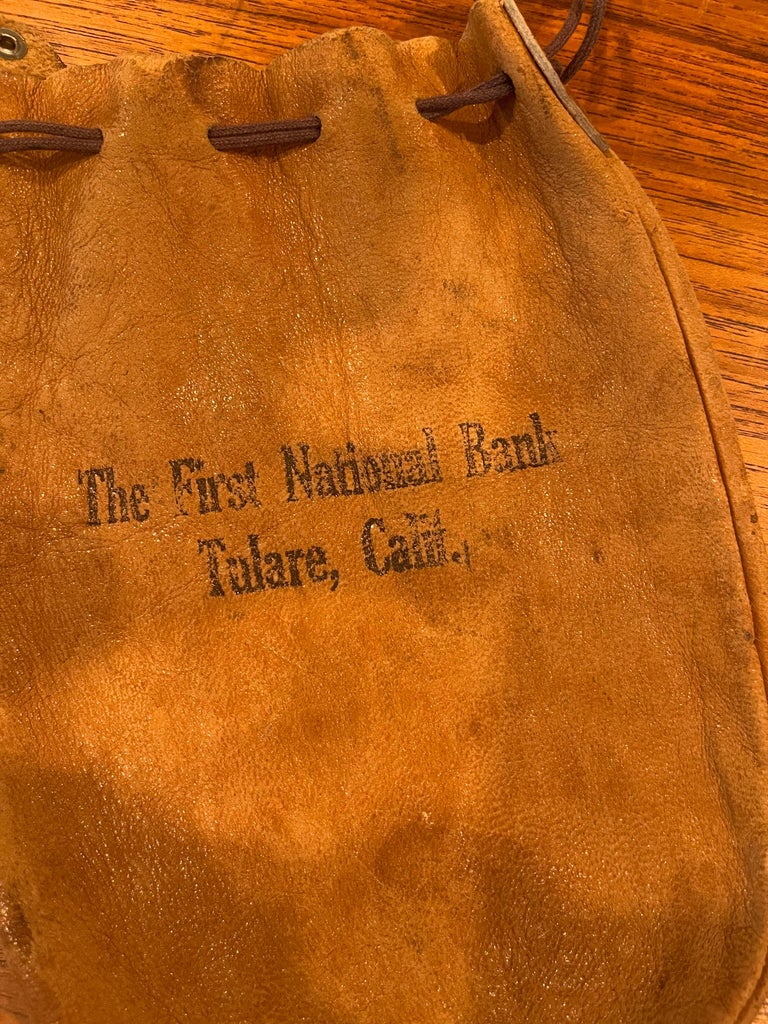 Vintage Leather Bank / Money Bag For Sale at 1stDibs