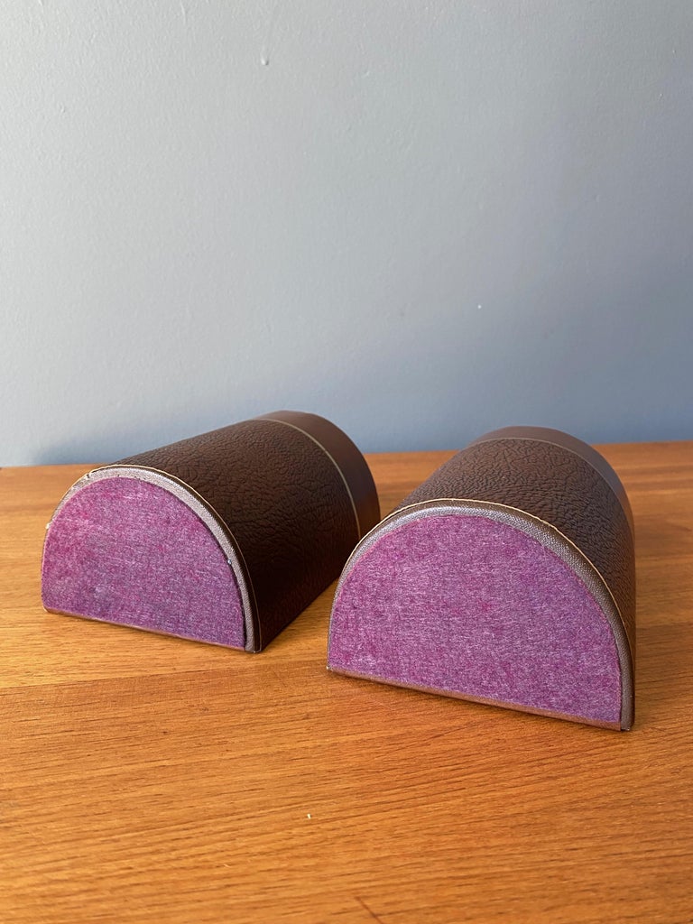 Vintage Leather Bookends, Circa 1975 For Sale at 1stDibs