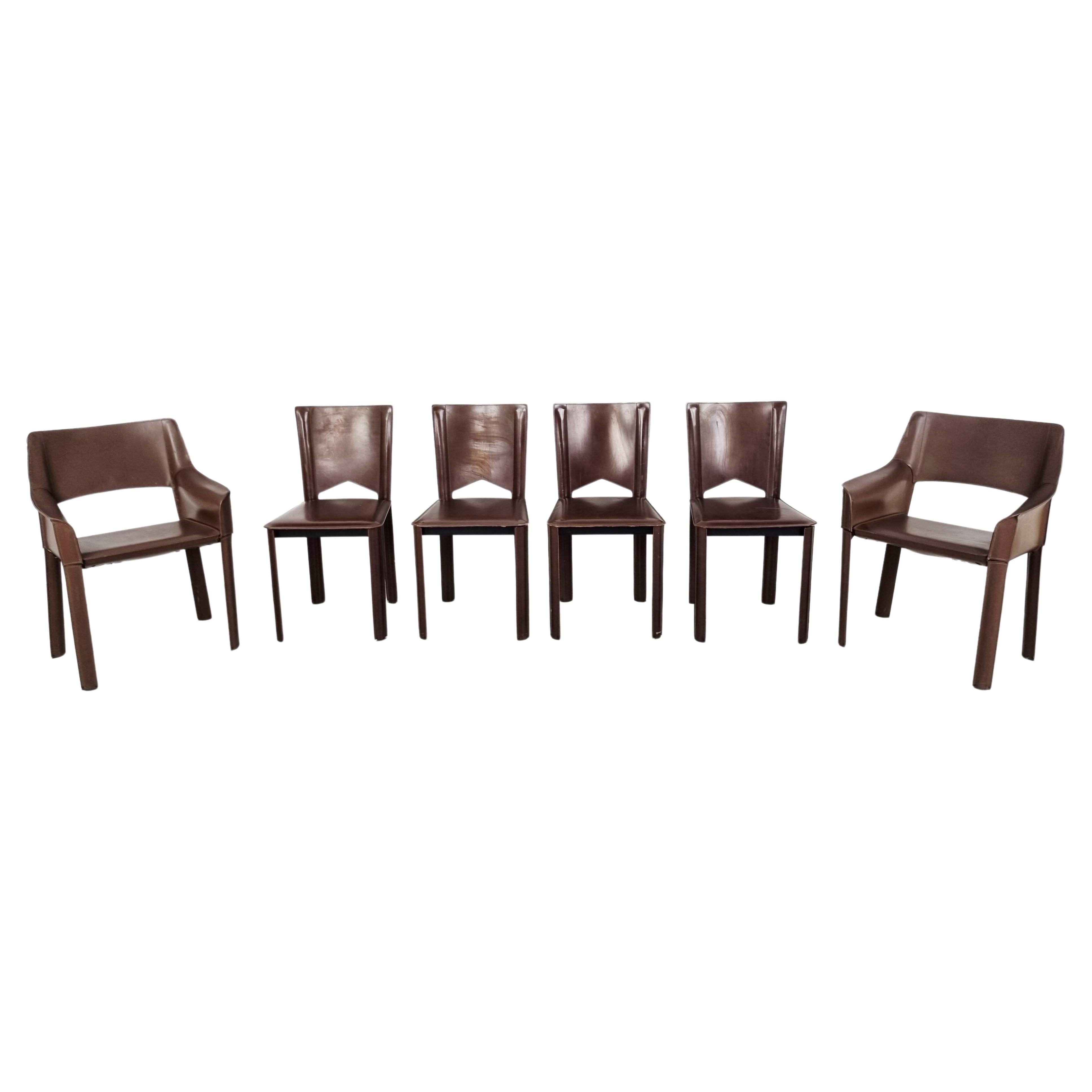 Vintage Leather Dining Chairs, 1980s For Sale at 1stDibs