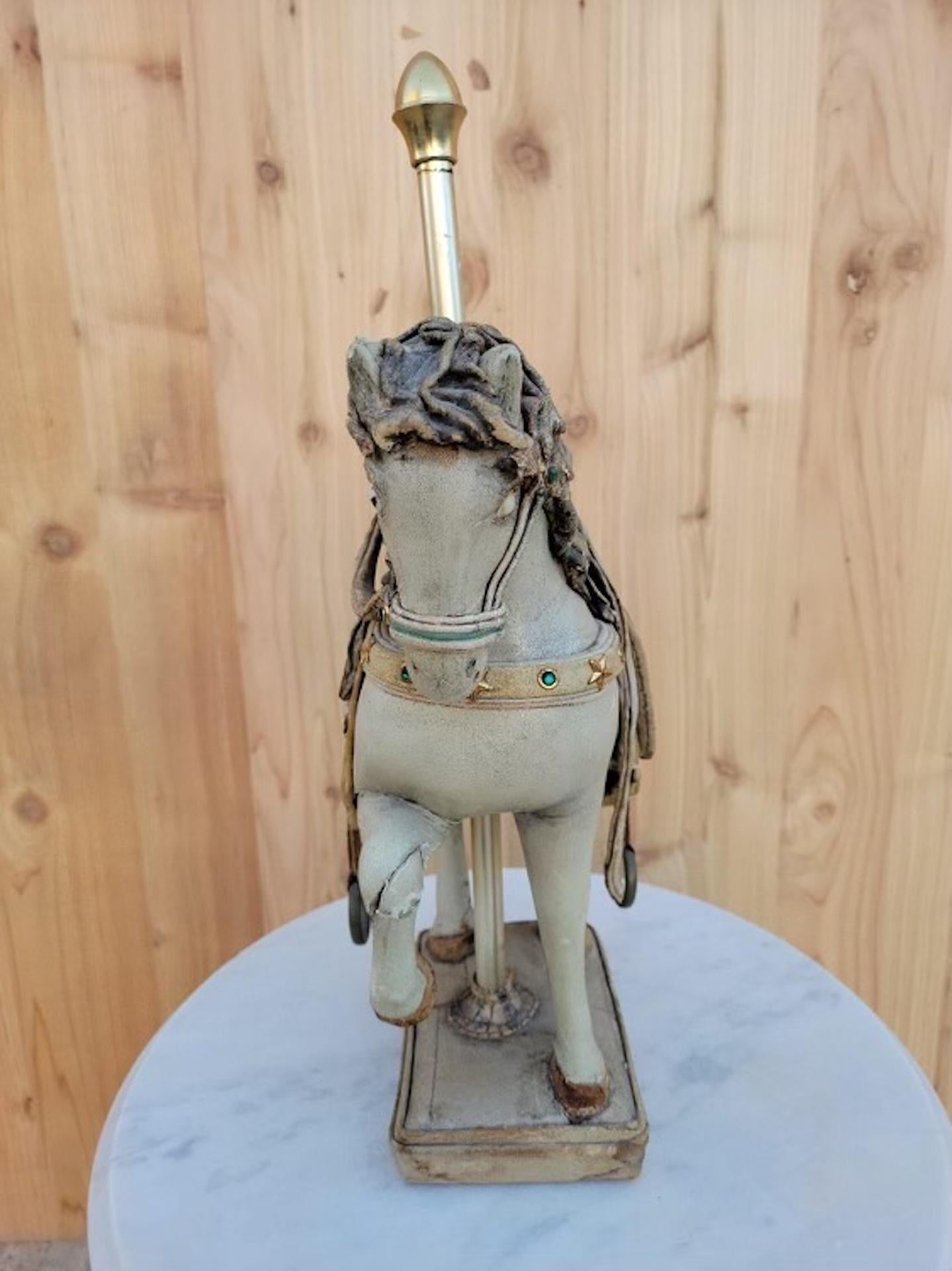 Vintage Leather Carousel Horse Signed By Teresa Corning For Sale at 1stDibs