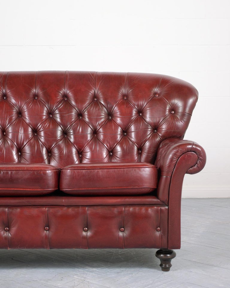 Leather Tufted Chesterfield Sofa For Sale at 1stDibs