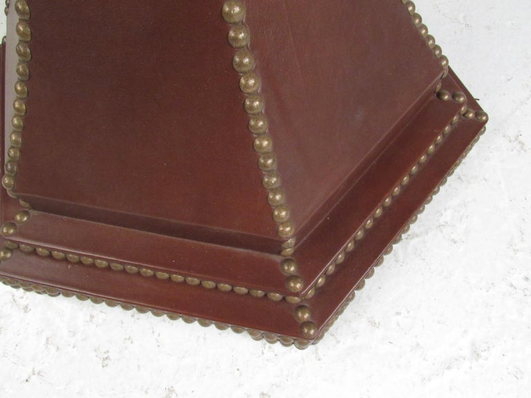 Vintage Leather Covered Italian Center Hall Table at 1stDibs | leather ...