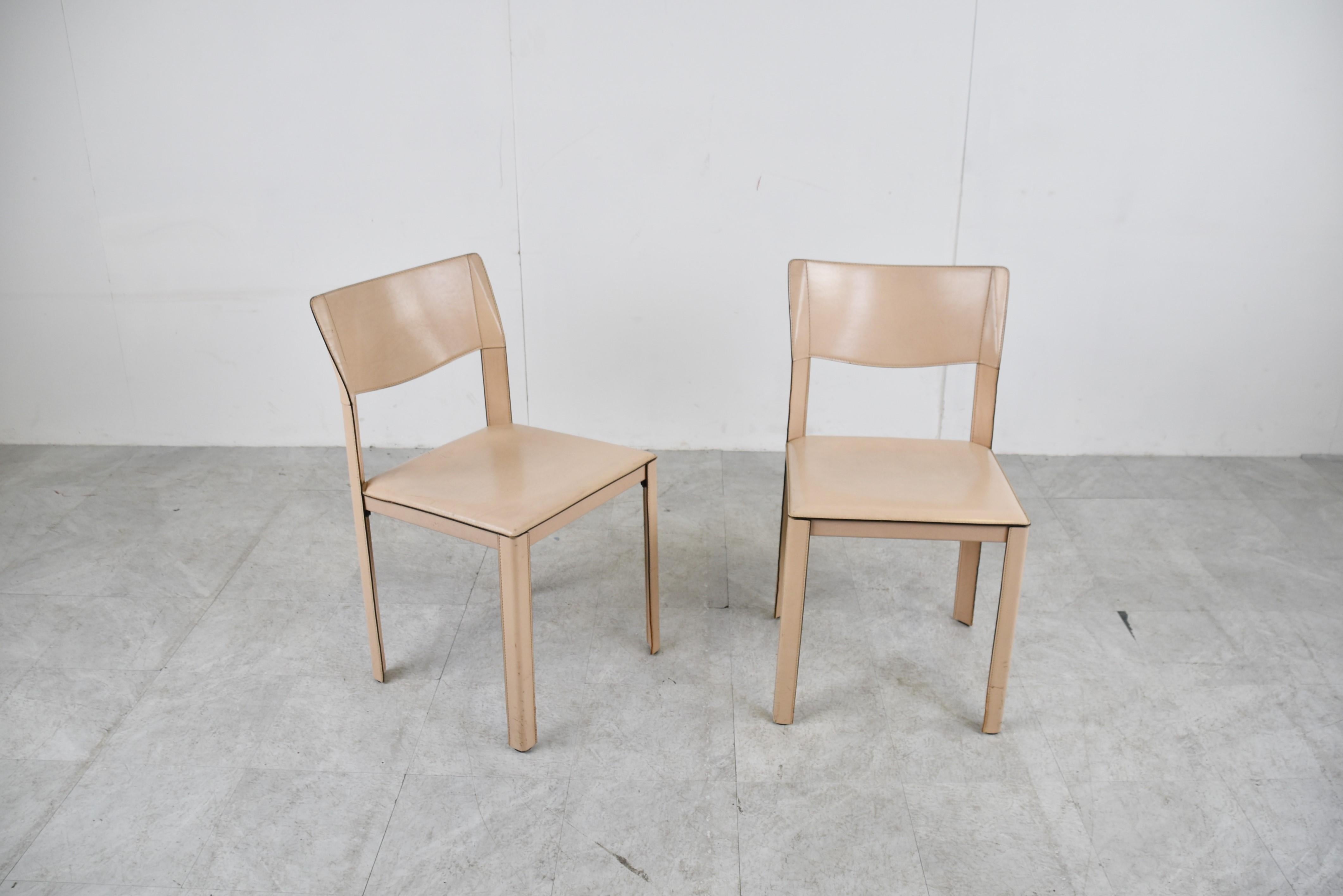 Vintage Leather Dining Chairs, 1980s at 1stDibs