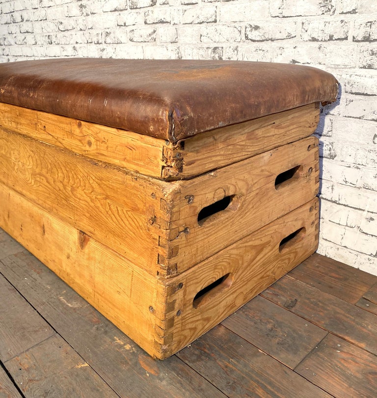 Vintage Leather Gym Bench, 1950s at 1stDibs