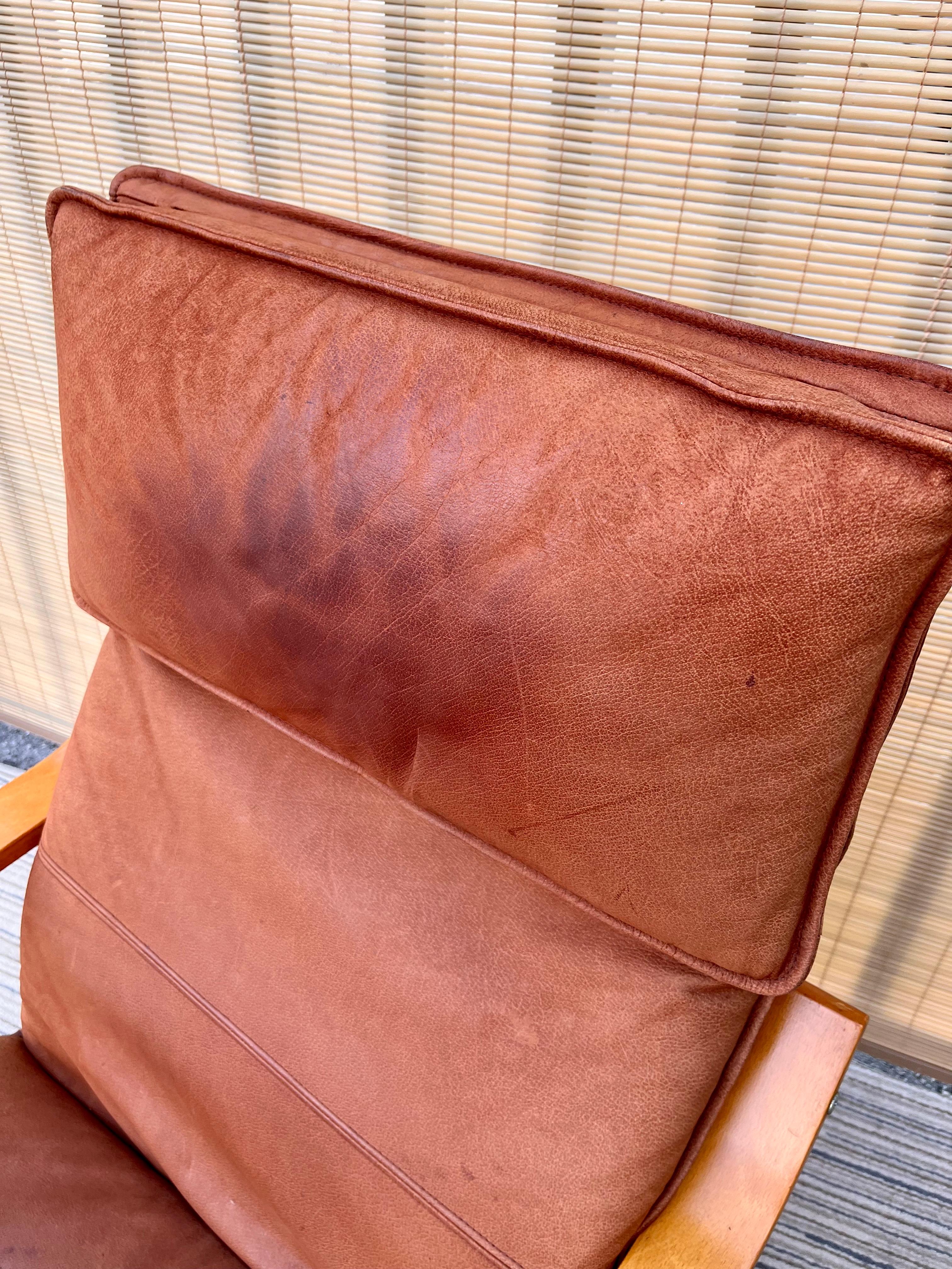 Vintage Leather Poäng Lounge Chair by Noboru Nakamura for Ikea For Sale ...