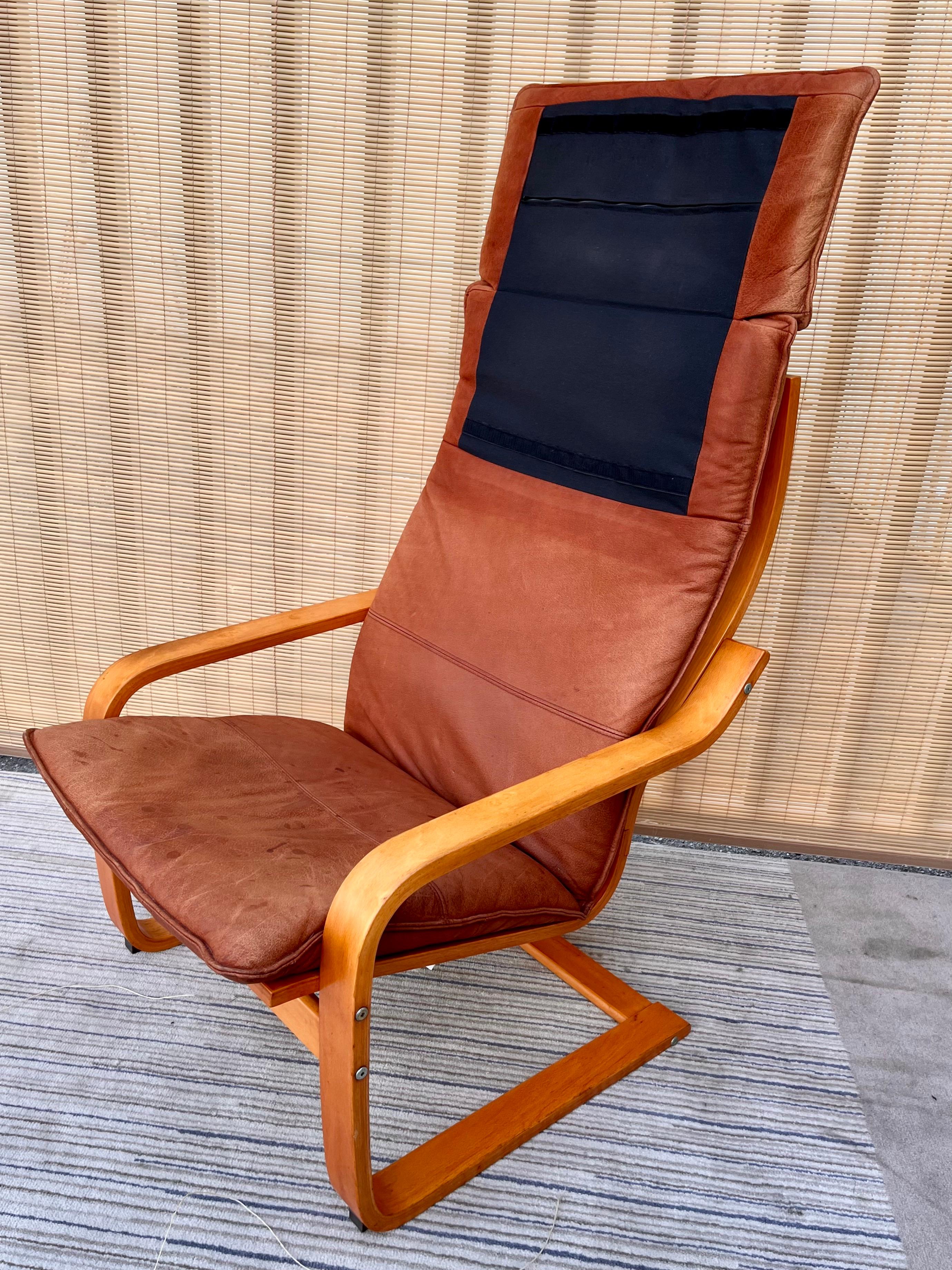 Vintage Leather Poäng Lounge Chair by Noboru Nakamura for Ikea For Sale ...