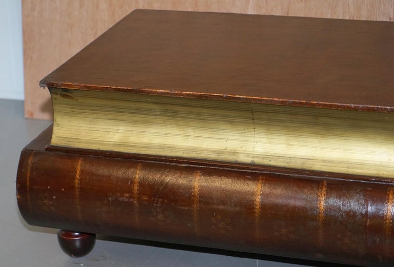 Vintage Leather Scholars Stacked Library Books Coffee Table with 2 ...