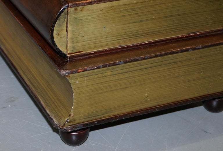 Vintage Leather Scholars Stacked Library Books Coffee Table with 2 ...