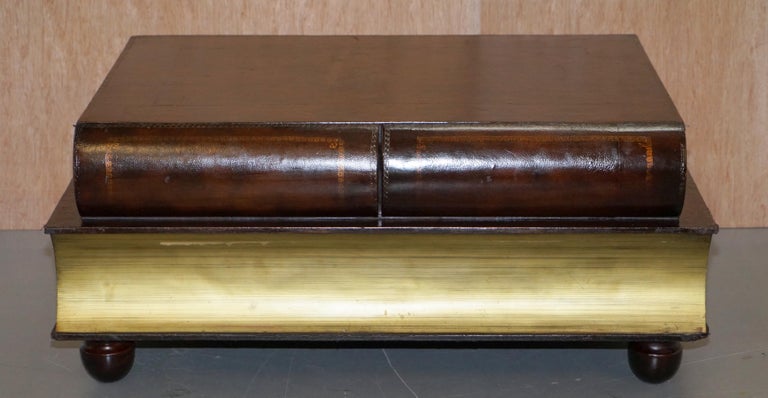 Vintage Leather Scholars Stacked Library Books Coffee Table with 2 ...
