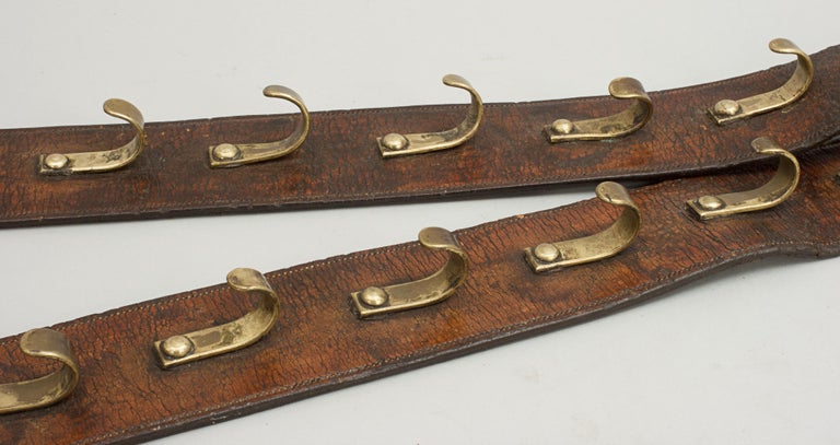 Vintage Leather Strap Whip Rack, Walking Stick or Golf Club Rack, circa ...
