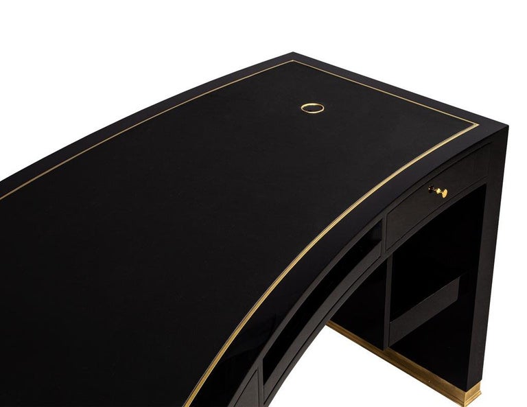 Vintage Leather Top Modern Black Executive Desk at 1stDibs