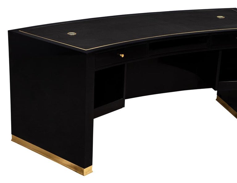 Vintage Leather Top Modern Black Executive Desk at 1stDibs
