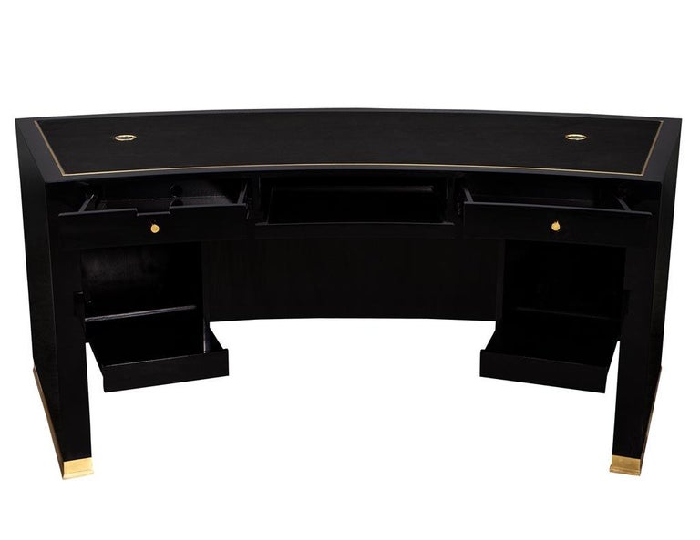 Vintage Leather Top Modern Black Executive Desk at 1stDibs