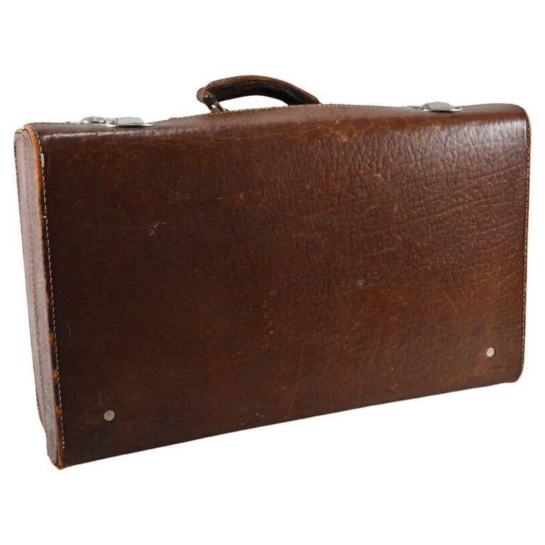 Vintage Leather Travel Suitcase, with Signs of Wear 1H121 For Sale at ...