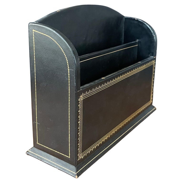 Vintage Leather Wrapped Desktop Letter Organizer by C.P. Leathercraft ...