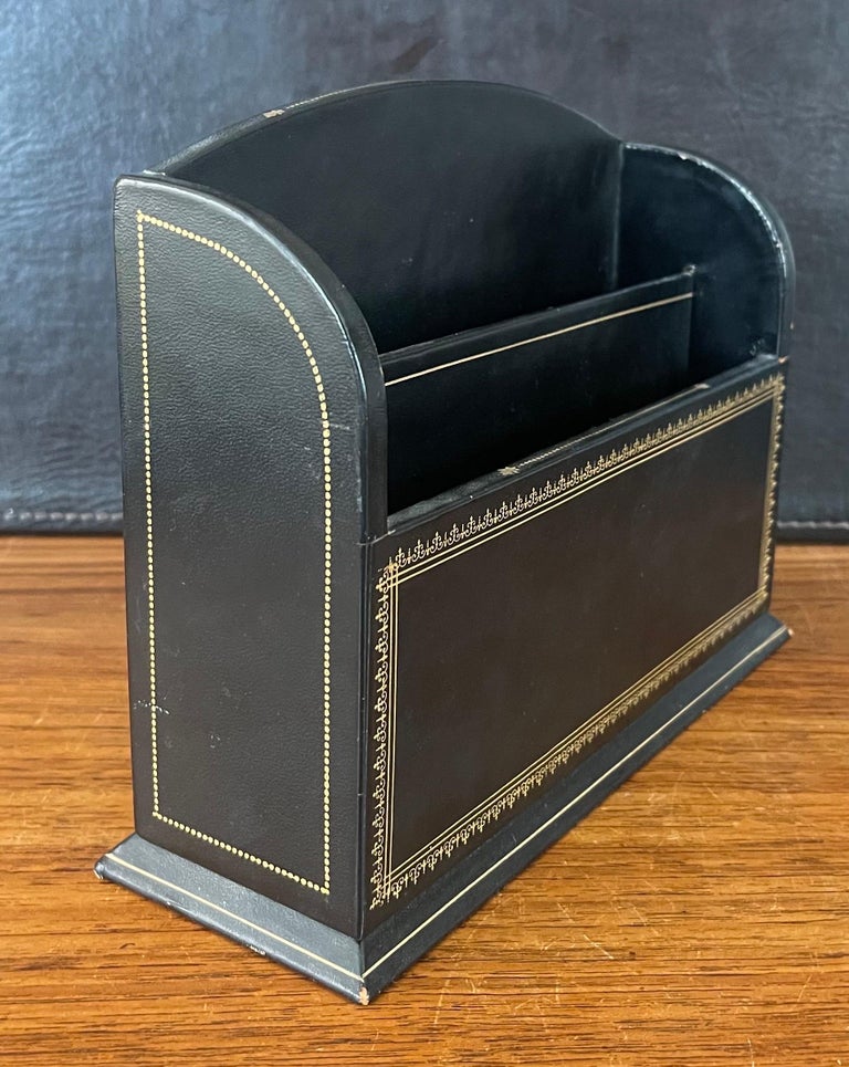 Vintage Leather Wrapped Desktop Letter Organizer by C.P. Leathercraft ...