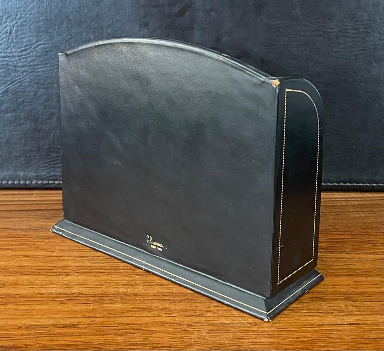 Vintage Leather Wrapped Desktop Letter Organizer by C.P. Leathercraft ...