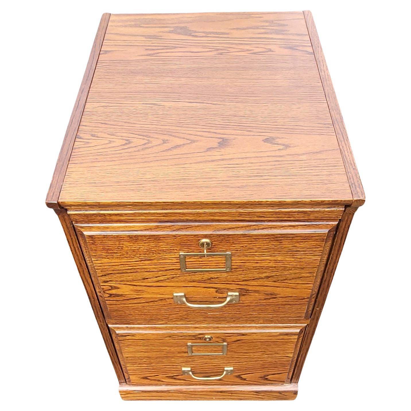 Vintage Legal Size Riverside Oak Creek Locking Filing Cabinet For Sale ...