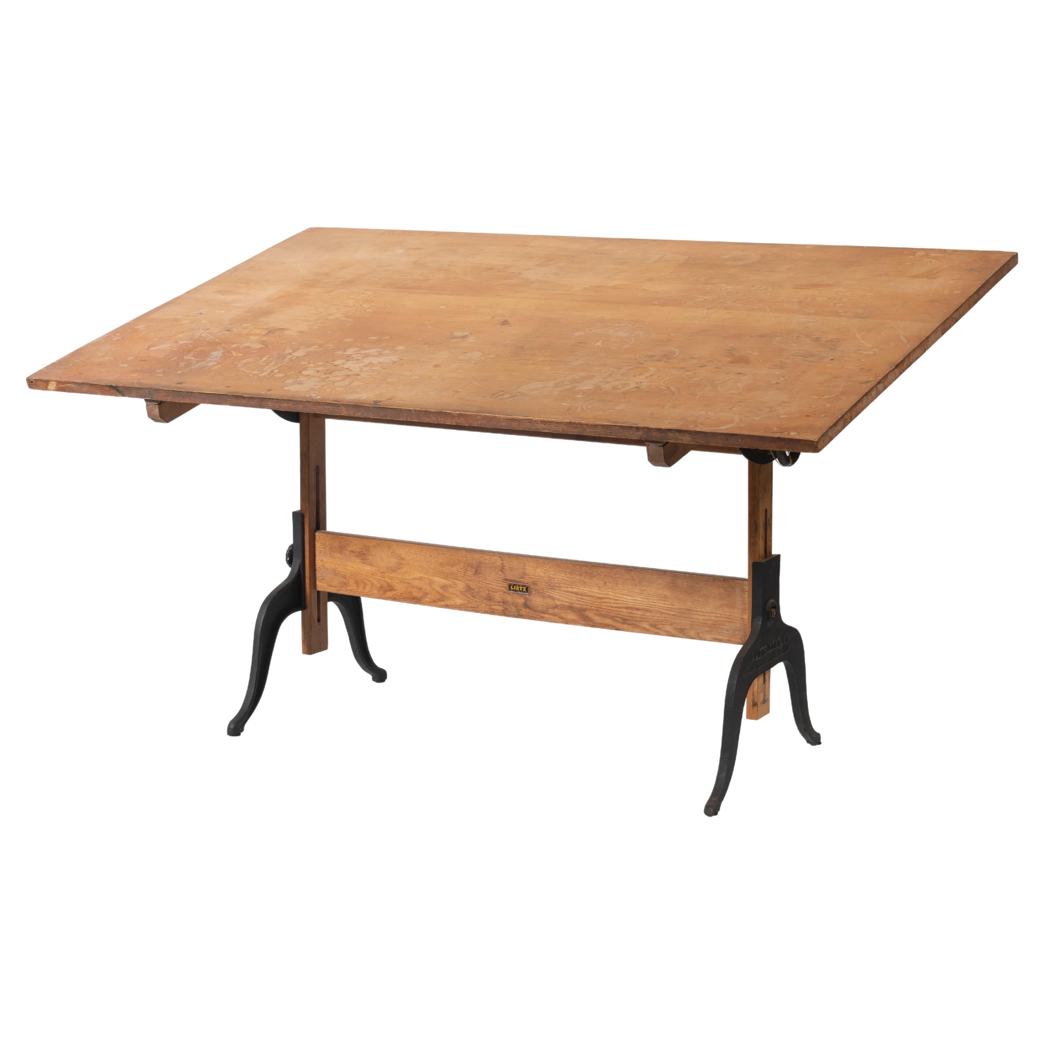 Vintage Hamilton Oak And Maple Adjustable Drafting Table at 1stDibs ...