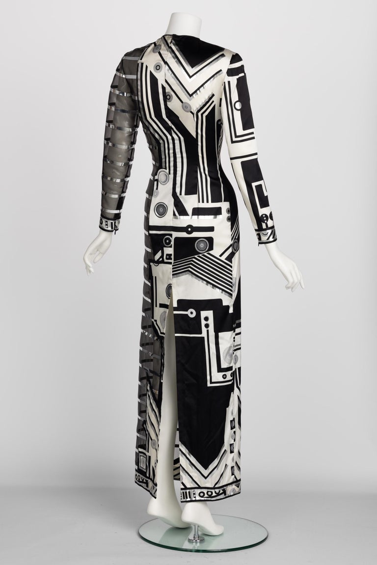 Vintage Leonard Paris Black Silver Peek a Boo Side Dress and Shawl Set ...