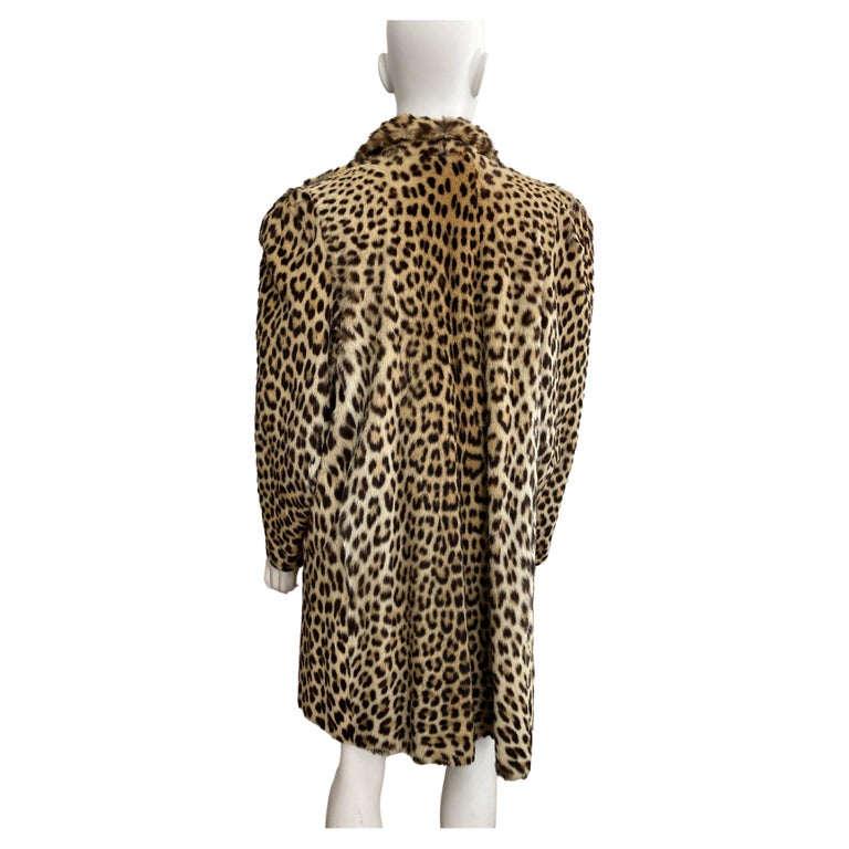 Leopard Pattern Print Fur Car Coat For Sale at 1stDibs