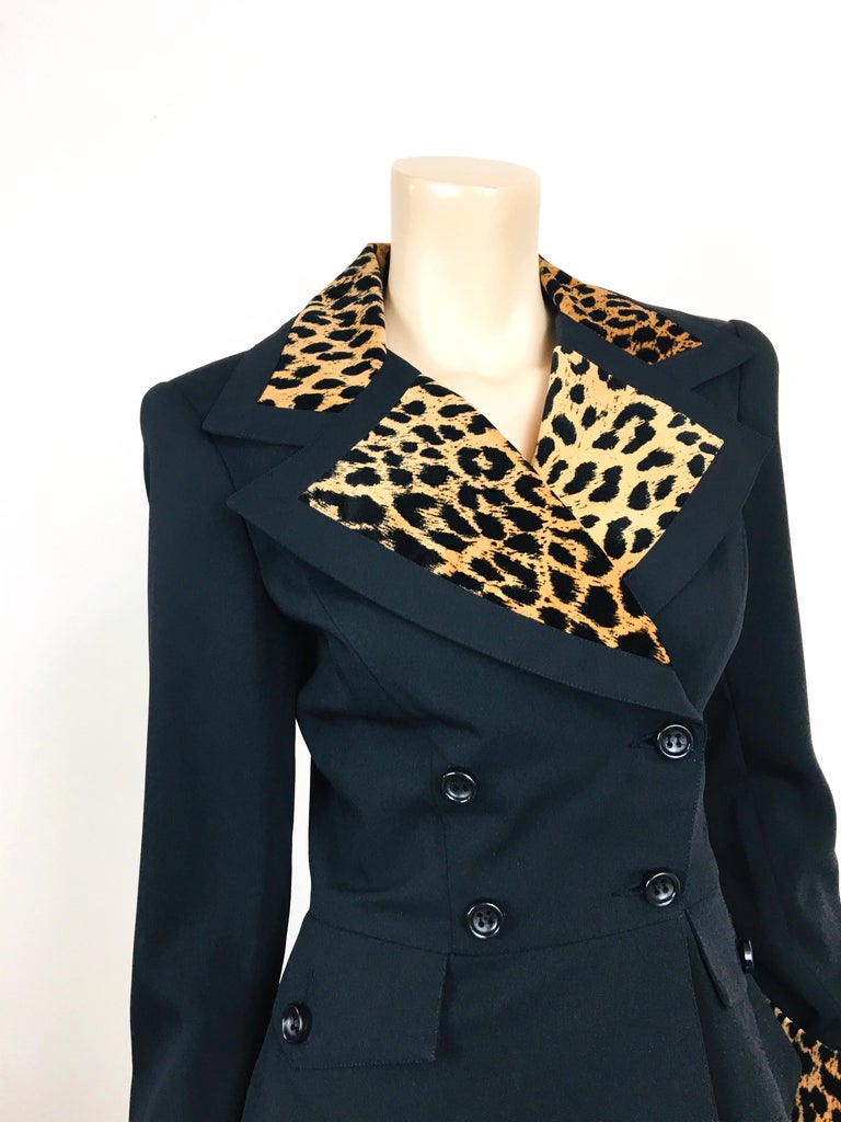 Vintage Leopard Print Velvet Jacket and Mini Skirt Suit For Sale at 1stDibs
