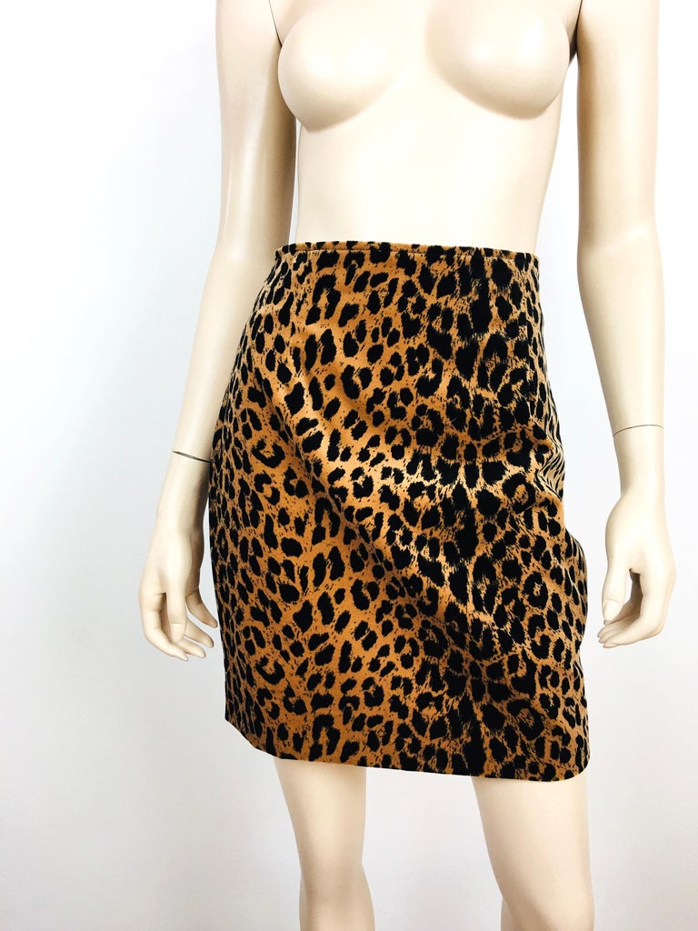 Vintage Leopard Print Velvet Jacket and Mini Skirt Suit For Sale at 1stDibs