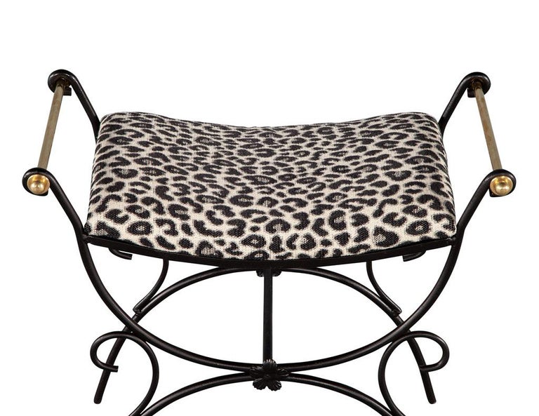 Vintage Leopard Vanity Stool Brass Accents For Sale at 1stDibs ...