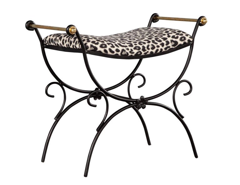 Vintage Leopard Vanity Stool Brass Accents For Sale at 1stDibs ...