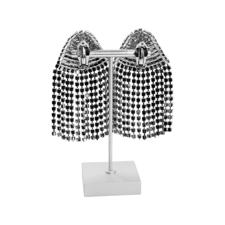 Vintage Les Bernard Fringe Rhinestone Earrings For Sale at 1stDibs