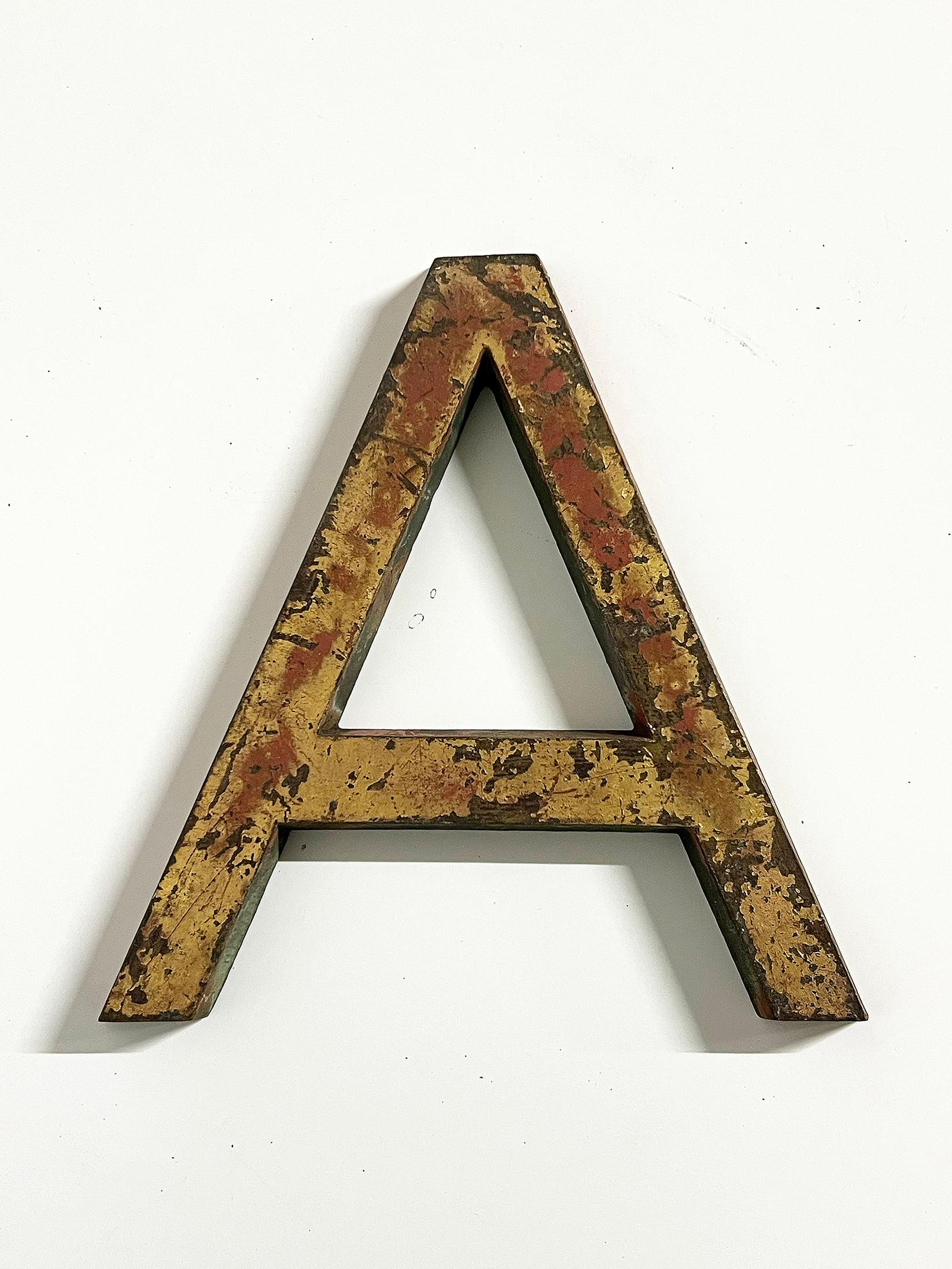 Vintage Letter A in Solid Brass, Sweden ca 1940's For Sale at 1stDibs