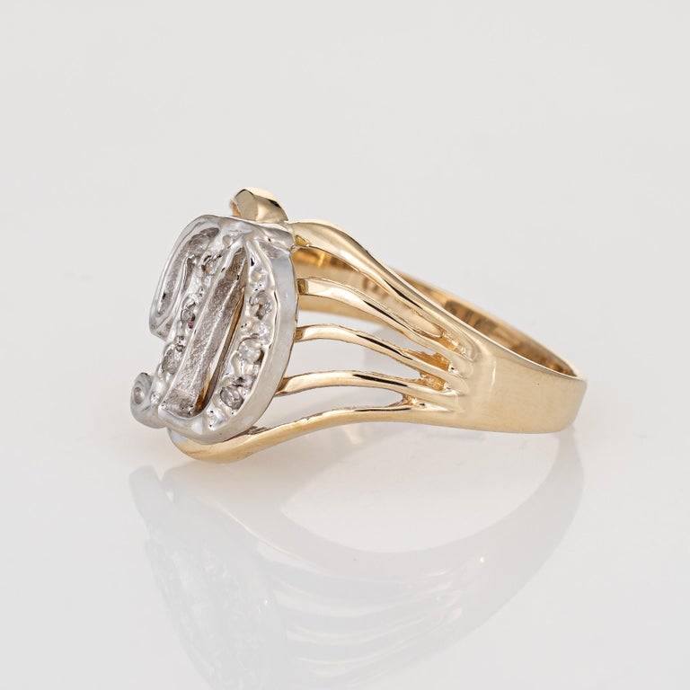 Vintage Letter D Initial Ring 10k Yellow Gold Signet Fine Cursive ...