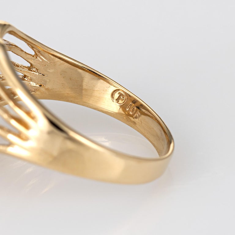 Vintage Letter D Initial Ring 10k Yellow Gold Signet Fine Cursive ...